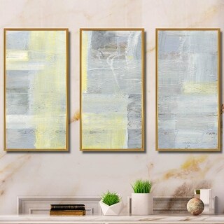 Designart "Patchwork Abstract II" Modern & Contemporary Framed Wall Decor Set of 3 - 4 Colors of ...